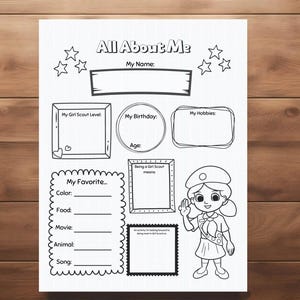 Girl Scouts All About Me Coloring Page (digital Download Only) PDF - Etsy