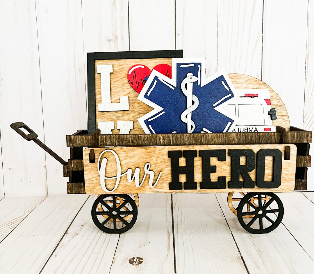 EMS Themed Wagon, EMT, Paramedic, Paramedic Decor, Paramedic Gift, EMT ...