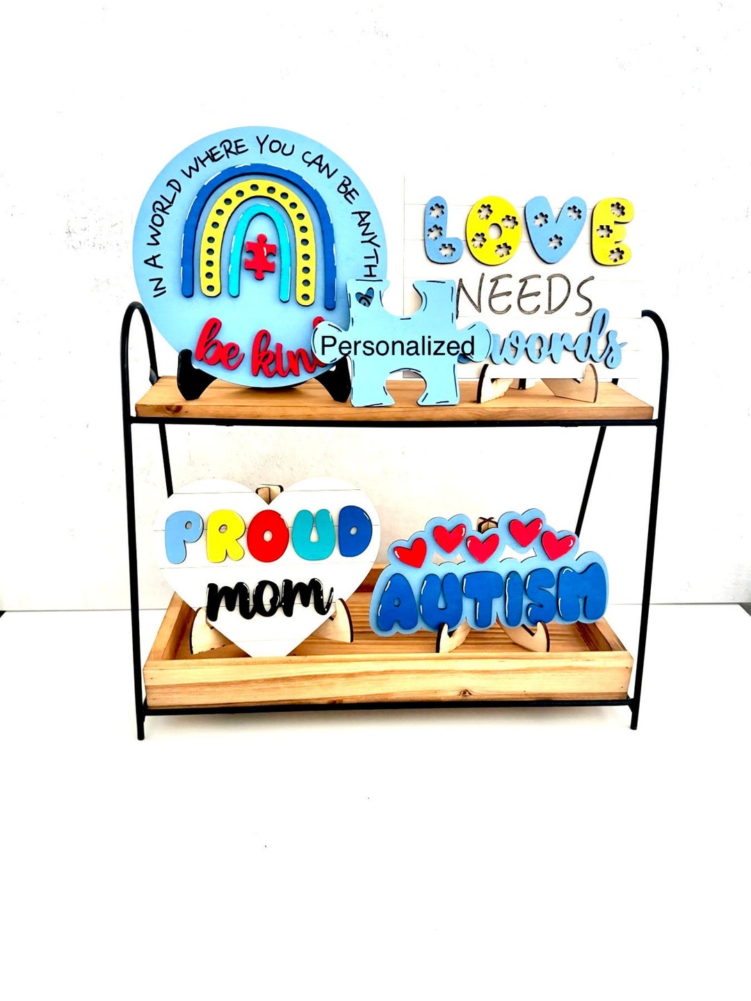 Autism Awareness Tiered Tray, Autism, Tiered Tray Decor, Autism Signs ...