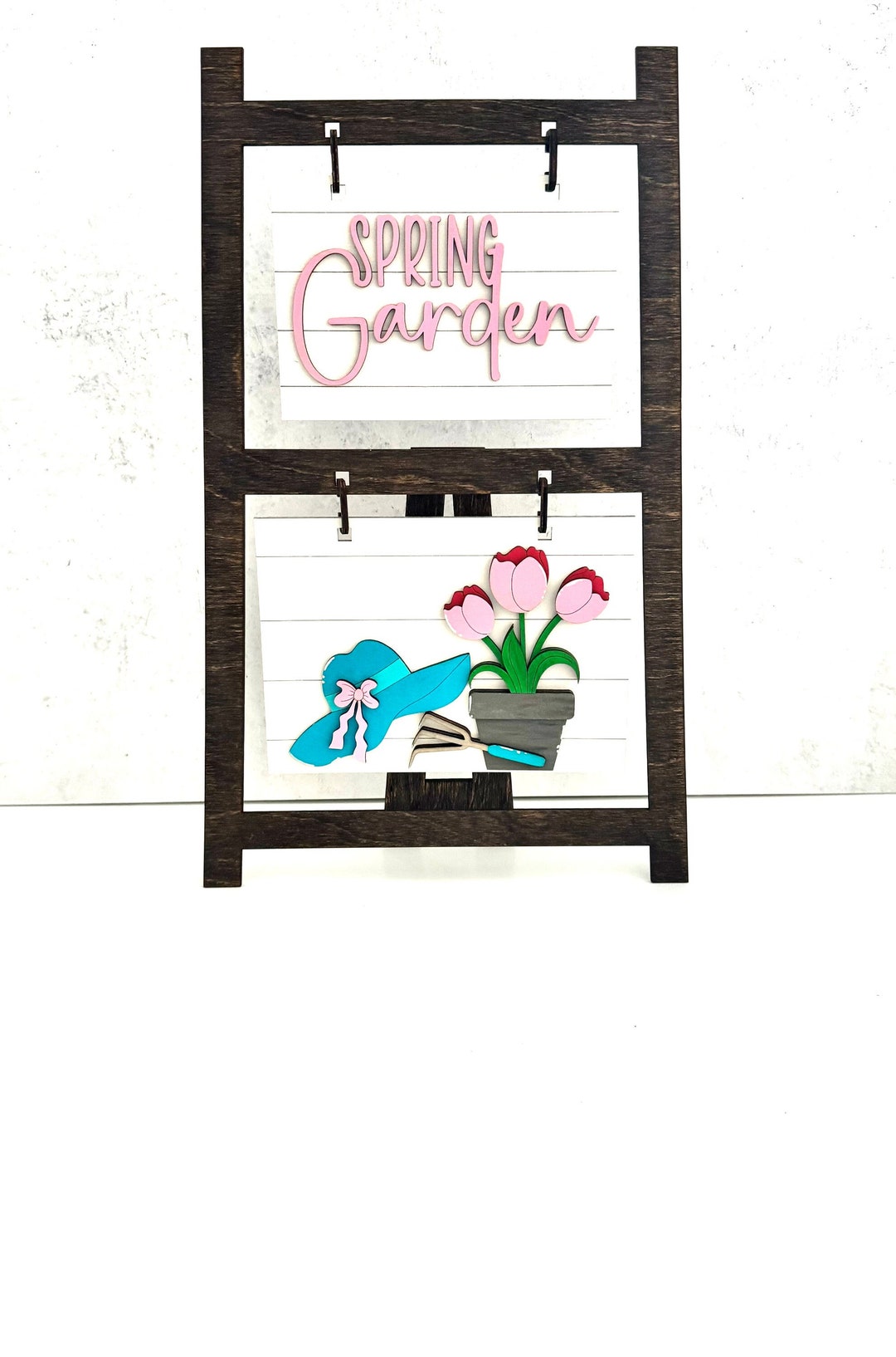 Spring Garden Interchangeable Easel, Spring Home Decor, Spring Tiered ...