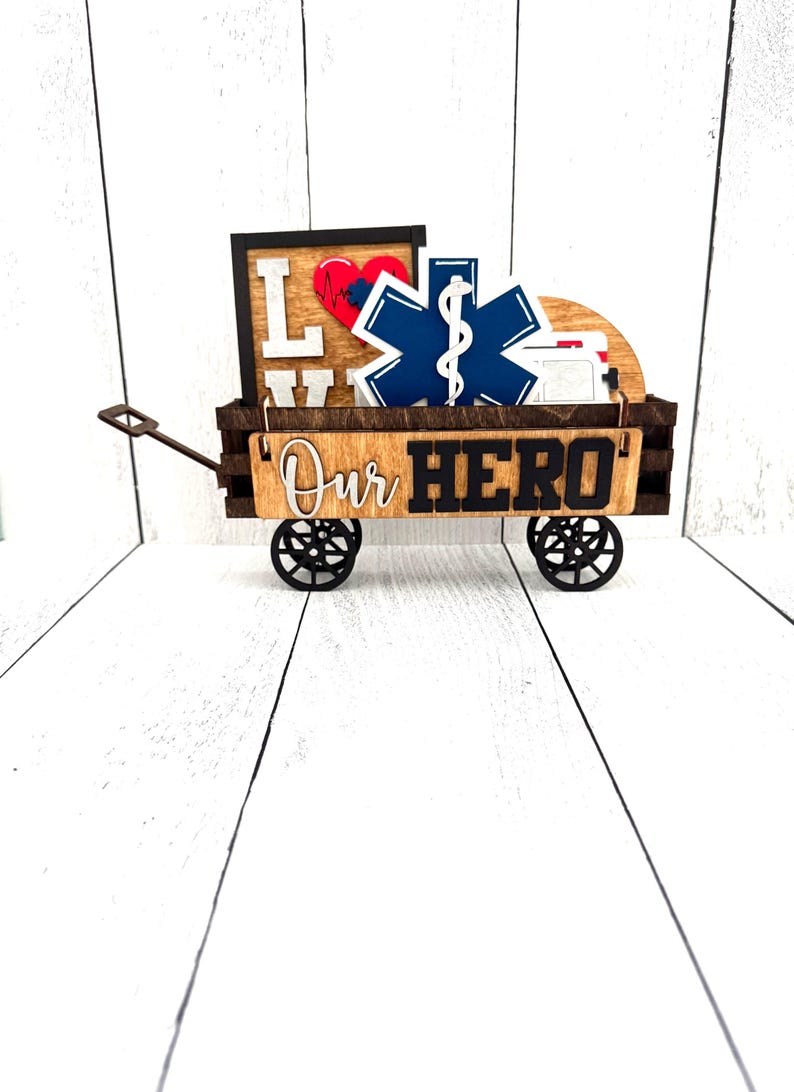 EMS Themed Wagon, EMT, Paramedic, Paramedic Decor, Paramedic Gift, EMT ...