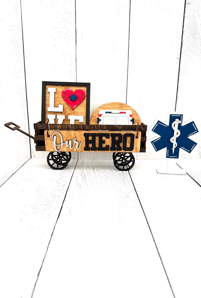 EMS Themed Wagon, EMT, Paramedic, Paramedic Decor, Paramedic Gift, EMT ...