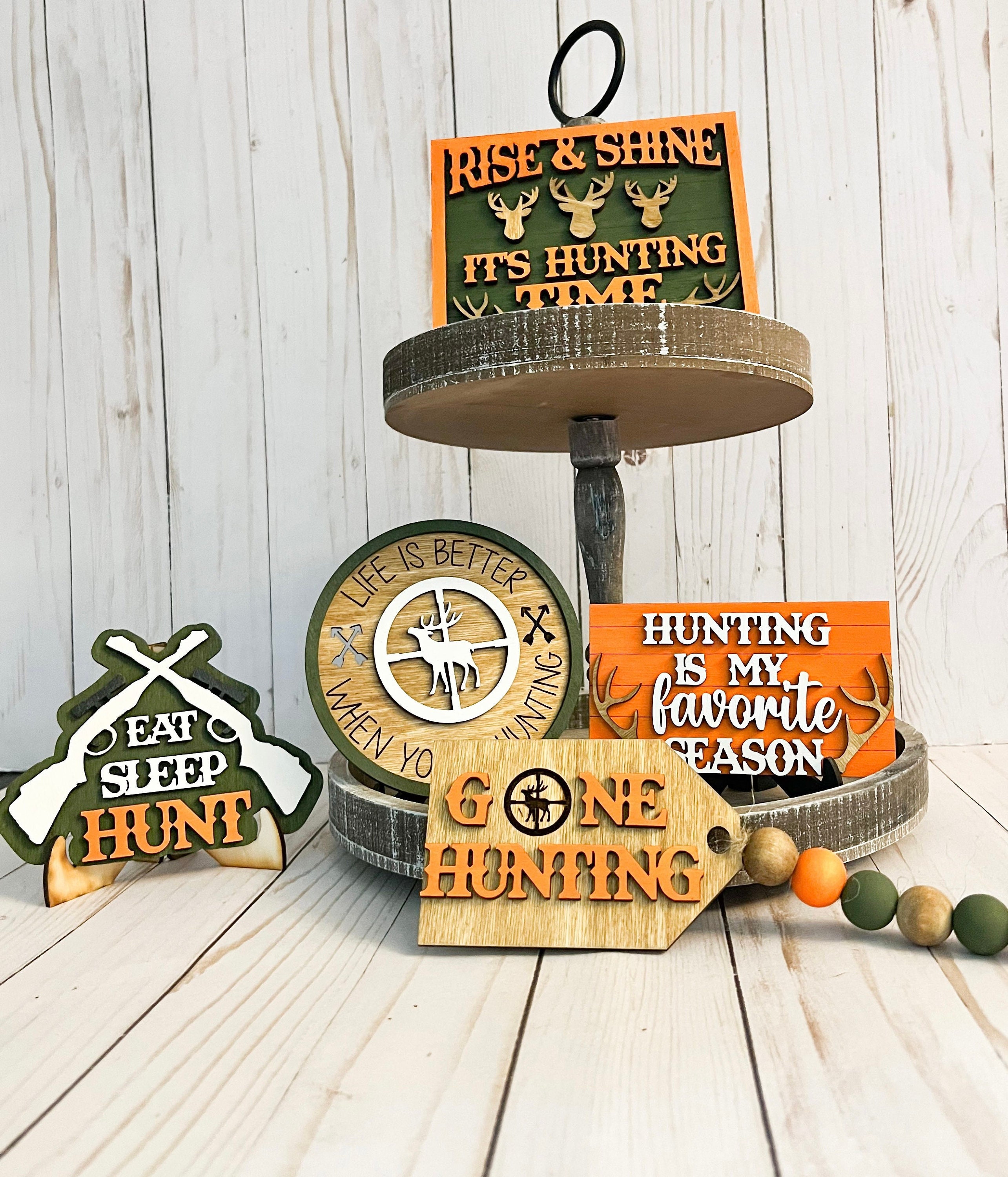 Hunting Tiered Tray Hunting Decor Tiered Tray Hunting - Etsy