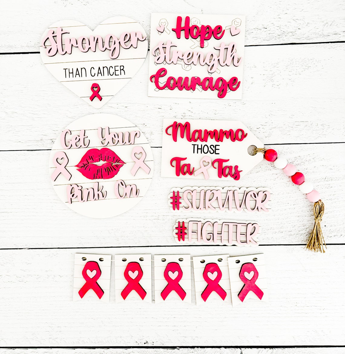 Breast Cancer Tiered Tray, Breast Cancer Decor, Cancer Tiered Tray ...