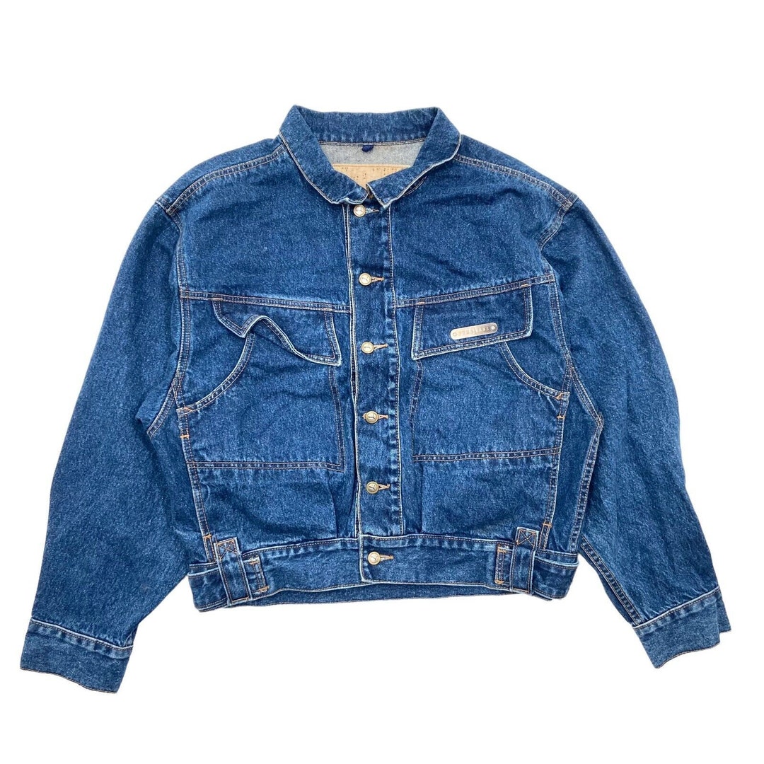 Puma Jeans Button up Denim Jacket Vintage 90s Sports Street - Etsy
