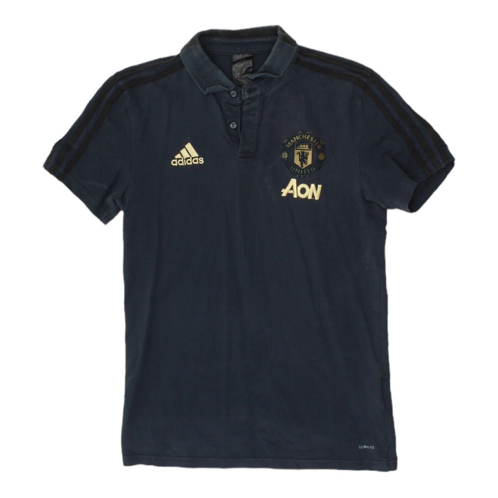 Manchester United Adidas Aon Mens Navy Polo Shirt Casual Football ...
