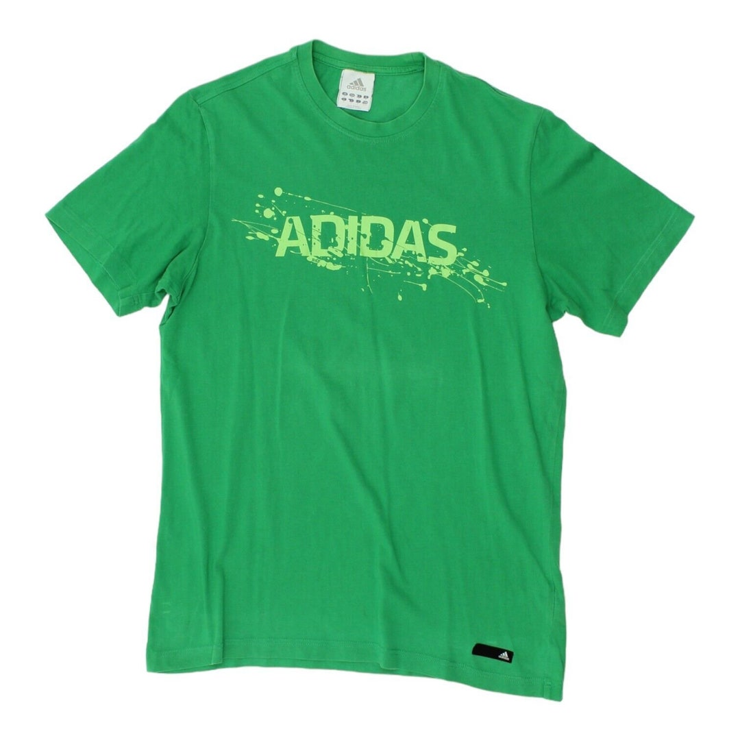 Adidas Spell Out Paint Splatter Mens Green Tshirt Sportswear Street ...