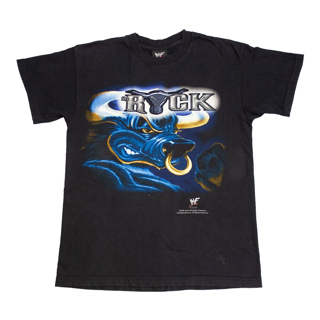 WWF the Rock Bull Design Kids Tshirt Vintage WWE Wrestling Wrestler ...