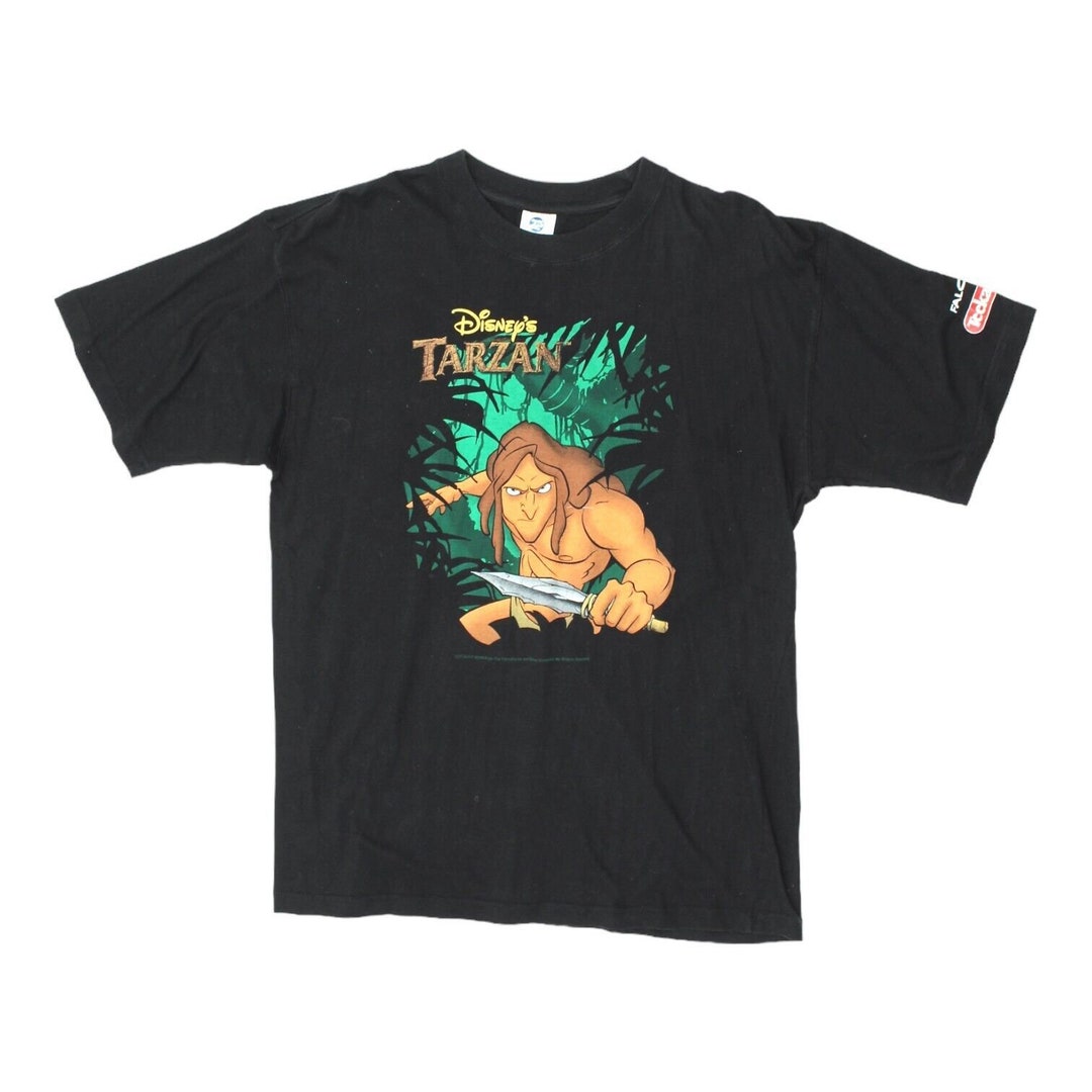 Disney's Tarzan Mens Black Tshirt Vintage 90s Cartoon Film Movie Promo ...
