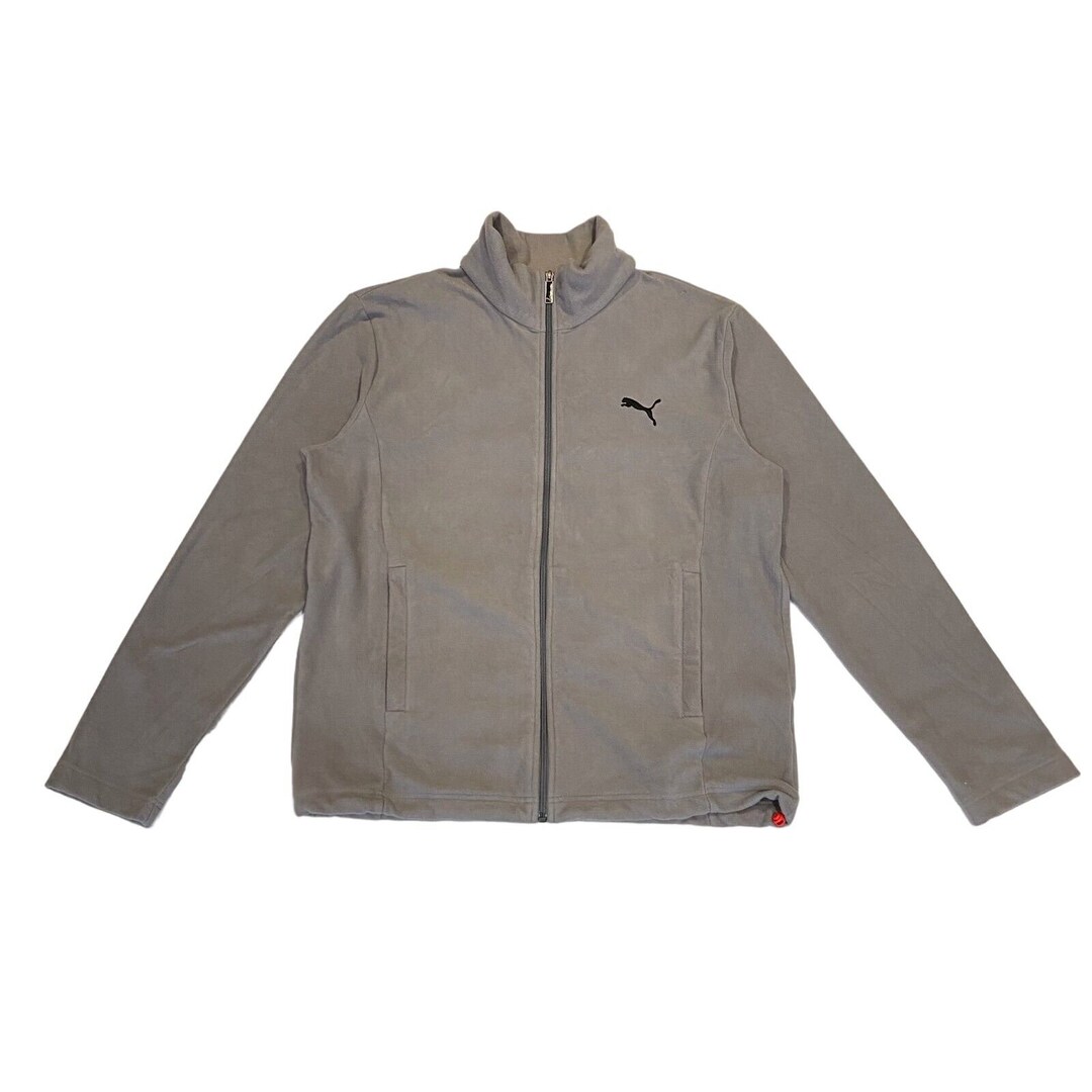 Puma Embroidered Logo Full Zip Fleece Jacket Vintage Sportswear Grey ...