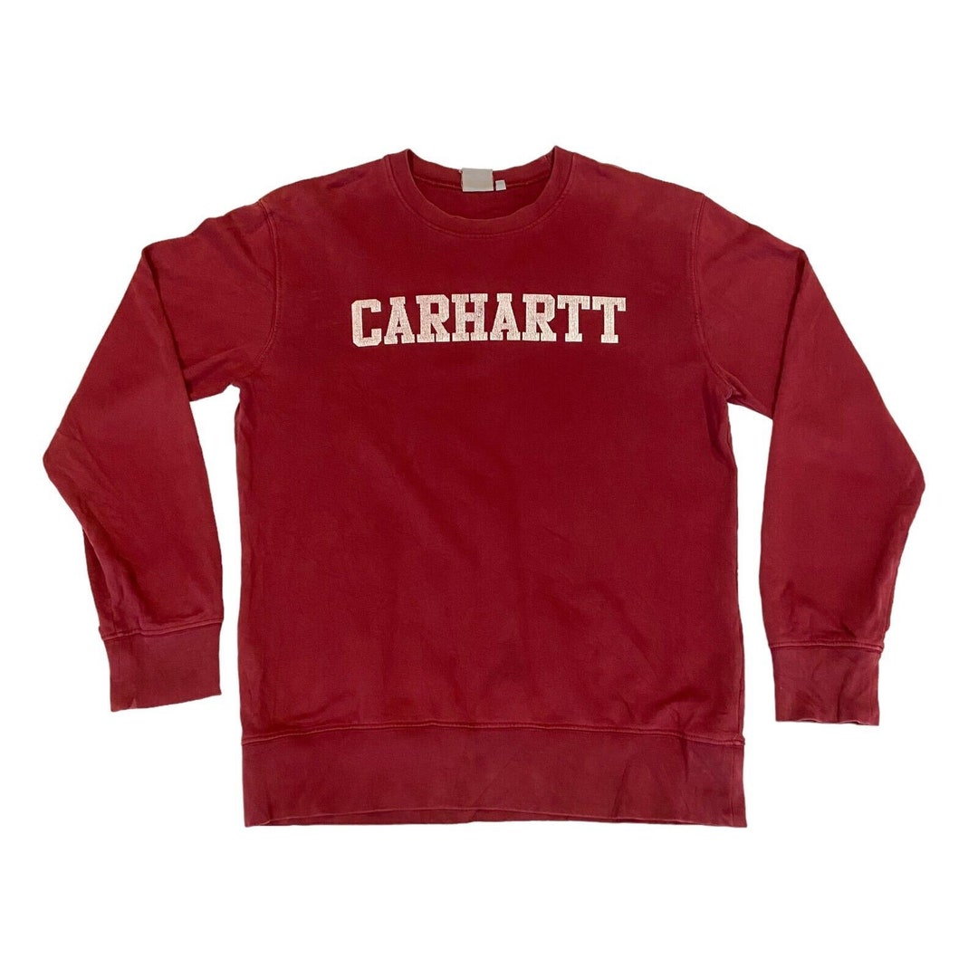 Carhartt Spell Out Logo Sweatshirt Vintage Designer Workwear Red Medium ...