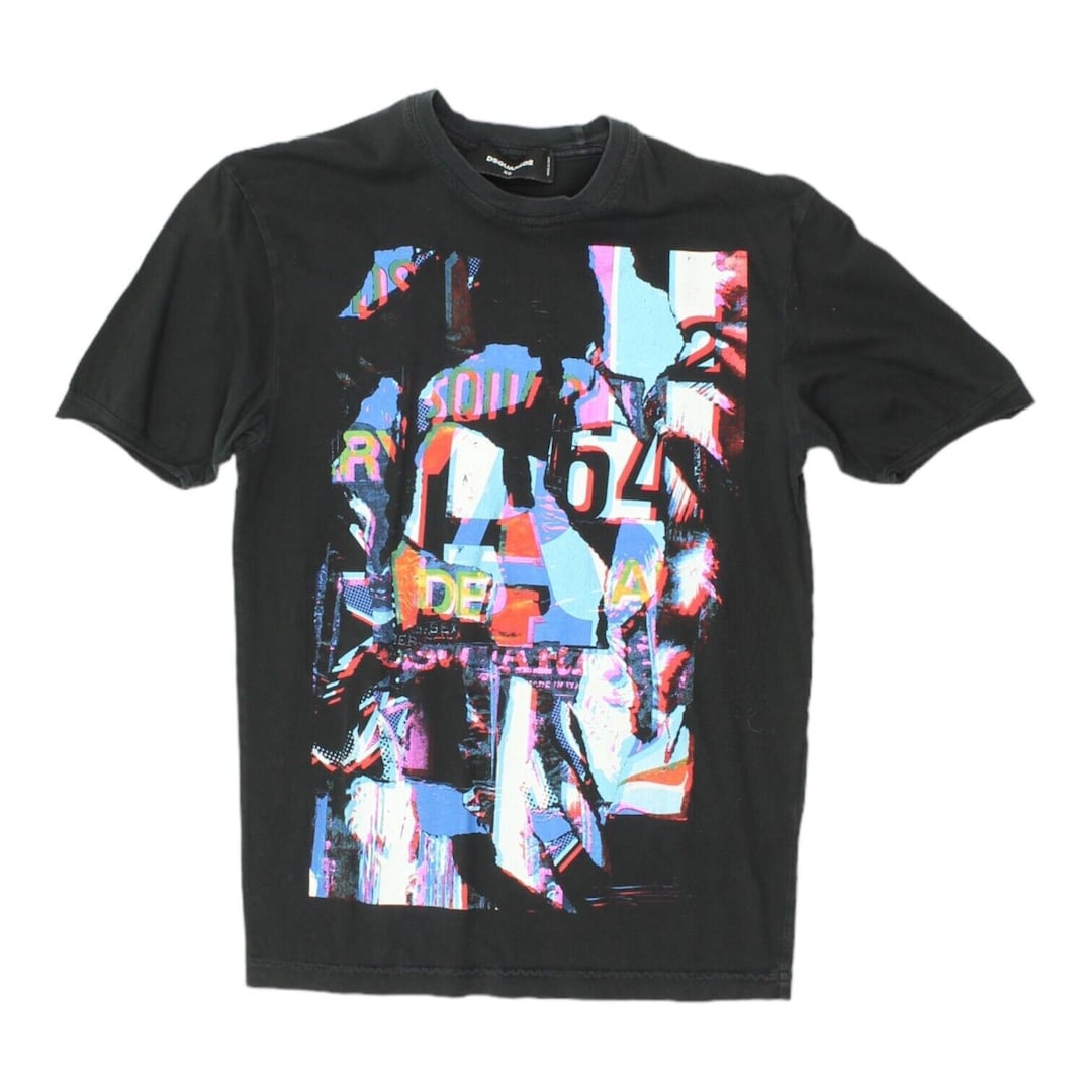 Dsquared2 Distorted Print Mens Black Tshirt Vintage High End Designer ...