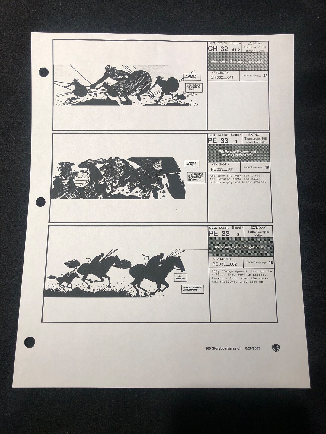 Rare Original 300 Movie Production-used Storyboard W/ COA - Etsy