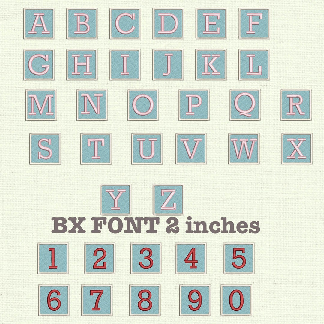 Baby Block Embroidery Font, Baby Block Monogram Font, 2 Inches ...