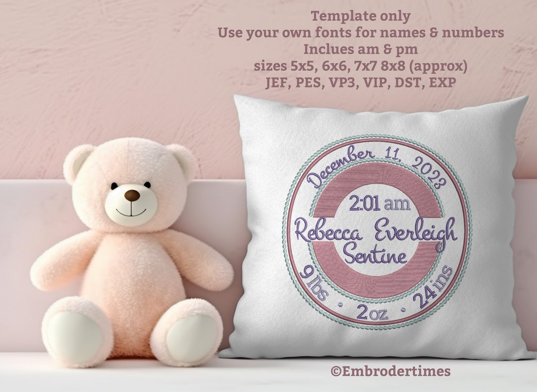 Machine Embroidery' Birth Certificate, Birth Announcement, Statistics ...