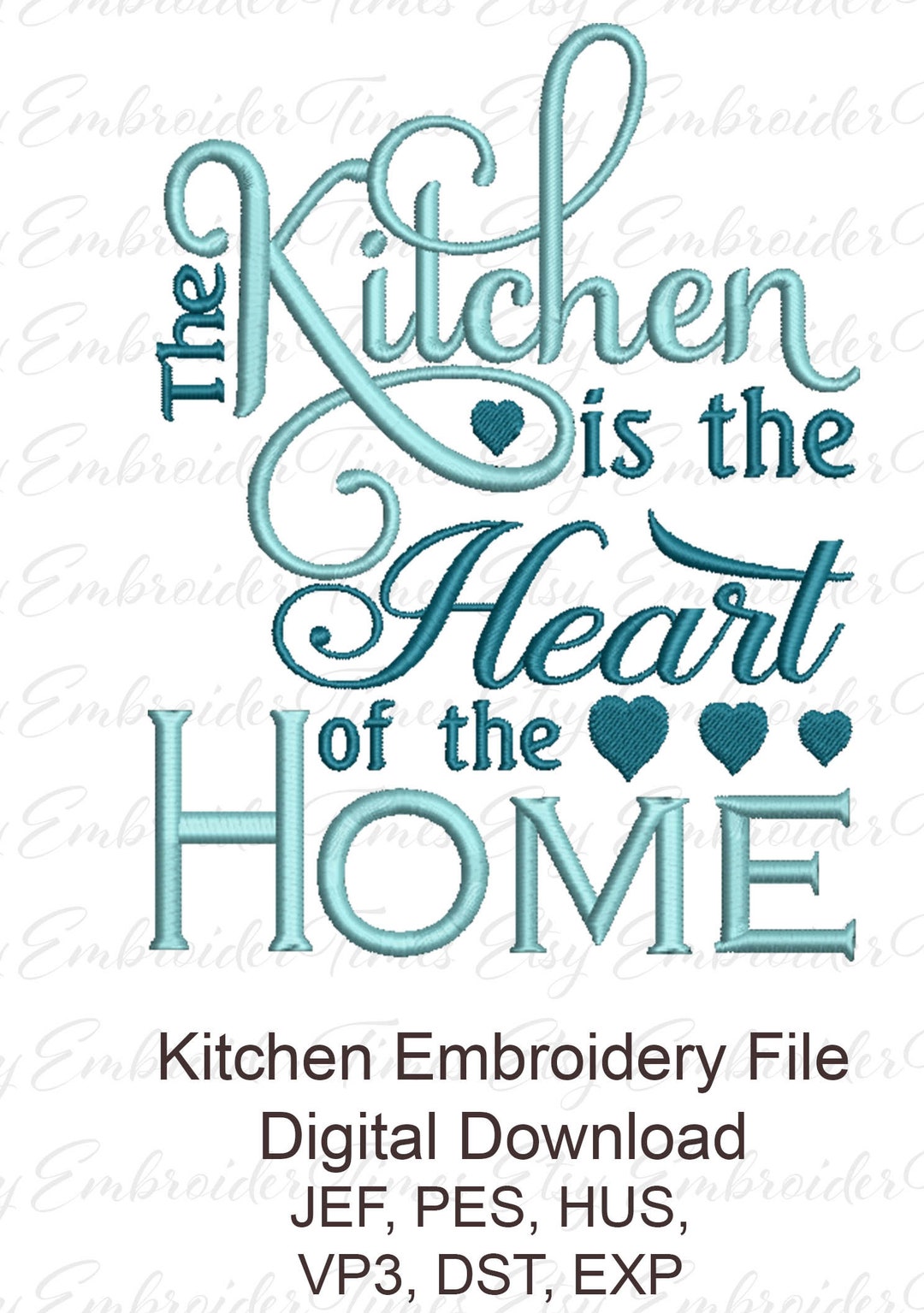 Kitchen, Heart, Home, Kitchen is the Heart of the Home, Embroidery ...