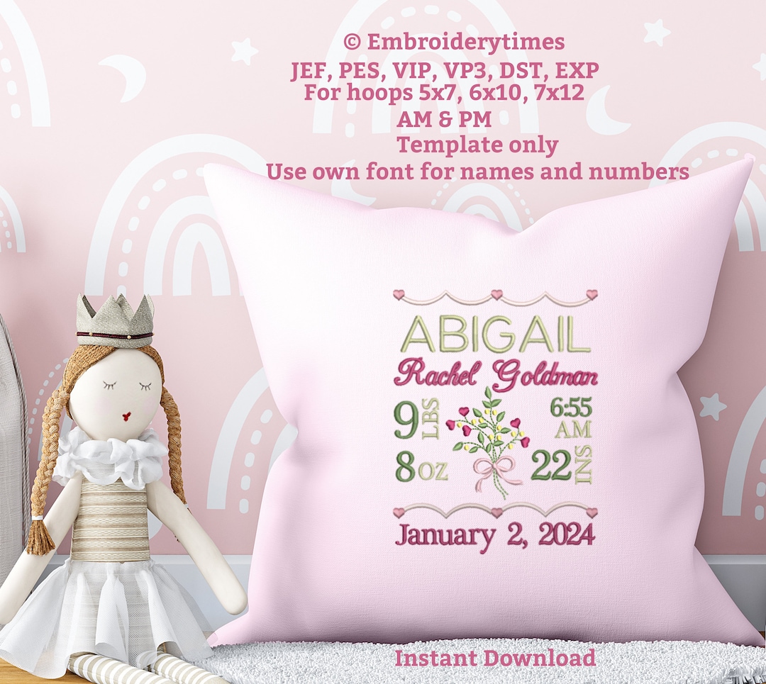 Machine Embroidery' Birth Certificate, Birth Announcement, Statistics ...