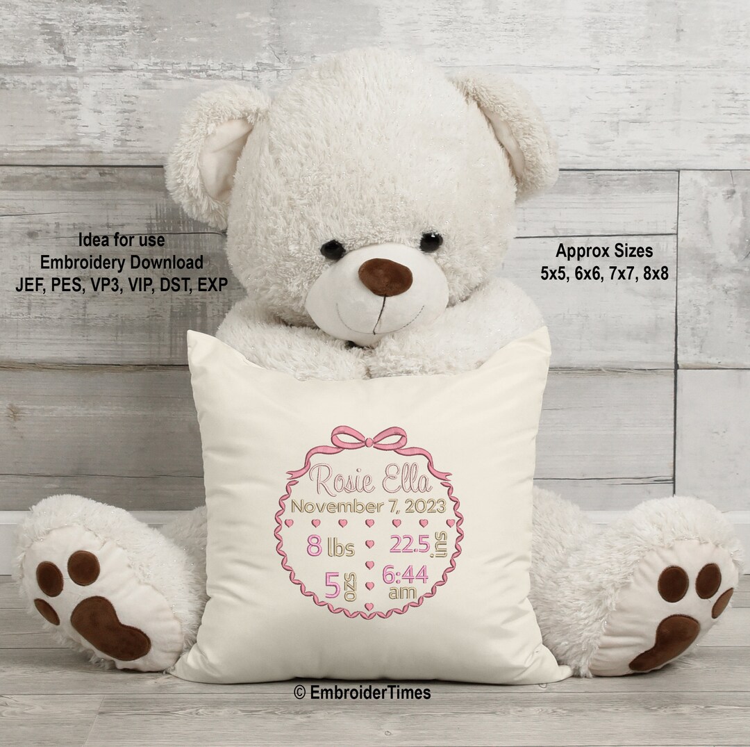 Machine Embroidery Birth Certificate, Birth Announcement, Statistics ...