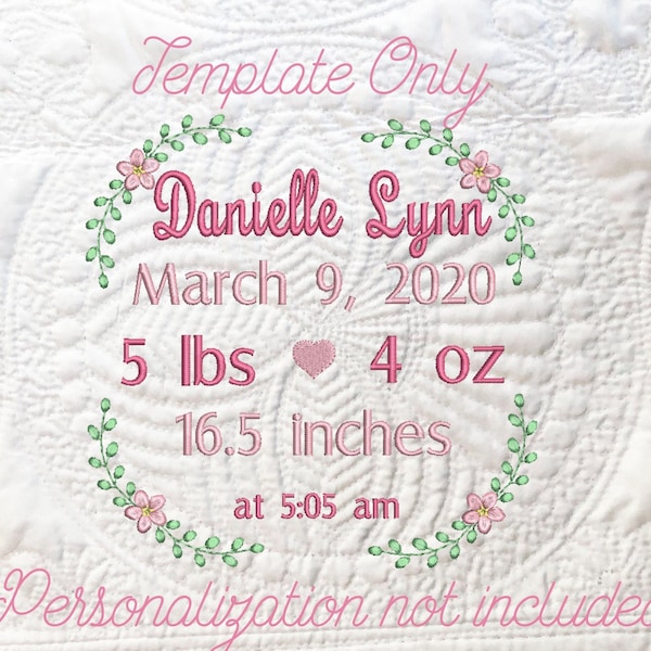Birth Announcement Embroidery Design - Etsy