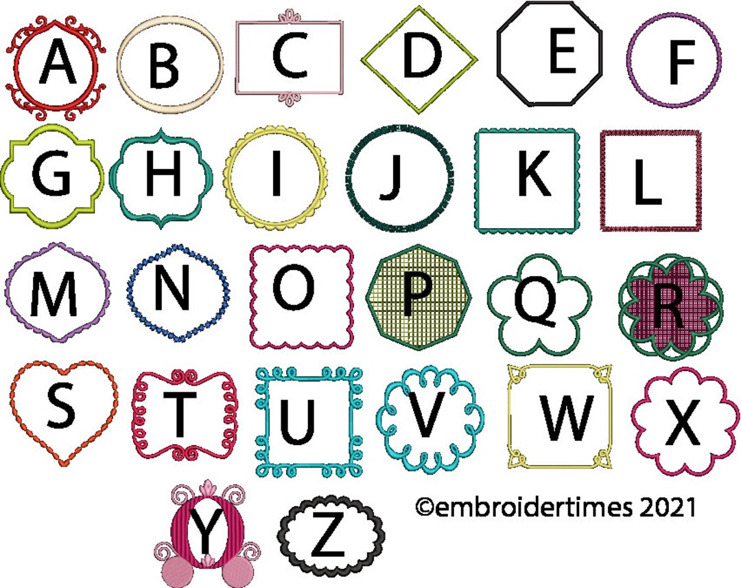 BX, Machine Embroidery, Monogram Frames, 26 Frames, BX Format BX Frame ...