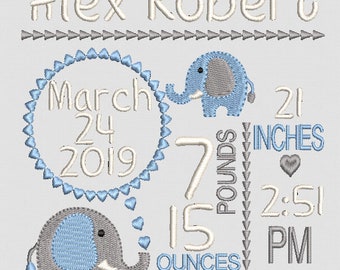 Embroidery File Birth Certificate Template PES HUS EXP | Etsy