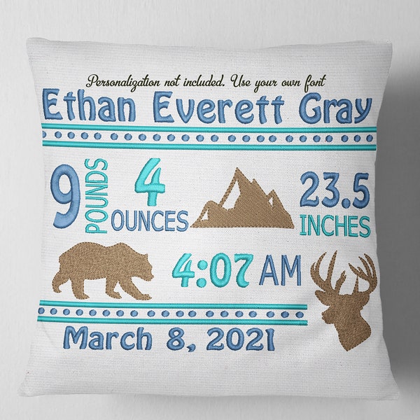 Birth Stats Embroidery Design - Etsy