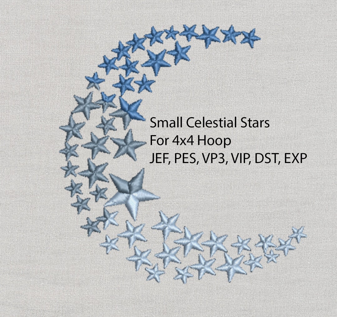Celestial, Stars, Moon, Embroidery, Machine Embroidery File, PES, JEF ...