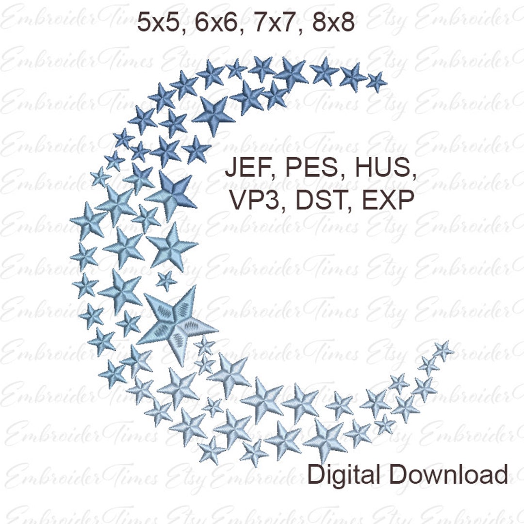 Celestial, Stars, Moon, Embroidery, Machine Embroidery File, PES, JEF ...