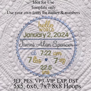 Machine Embroidery, Birth Certificate, Birth Announcement, Statistics ...