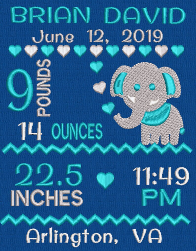 Embroidery File Birth Certificate Template PES HUS EXP | Etsy