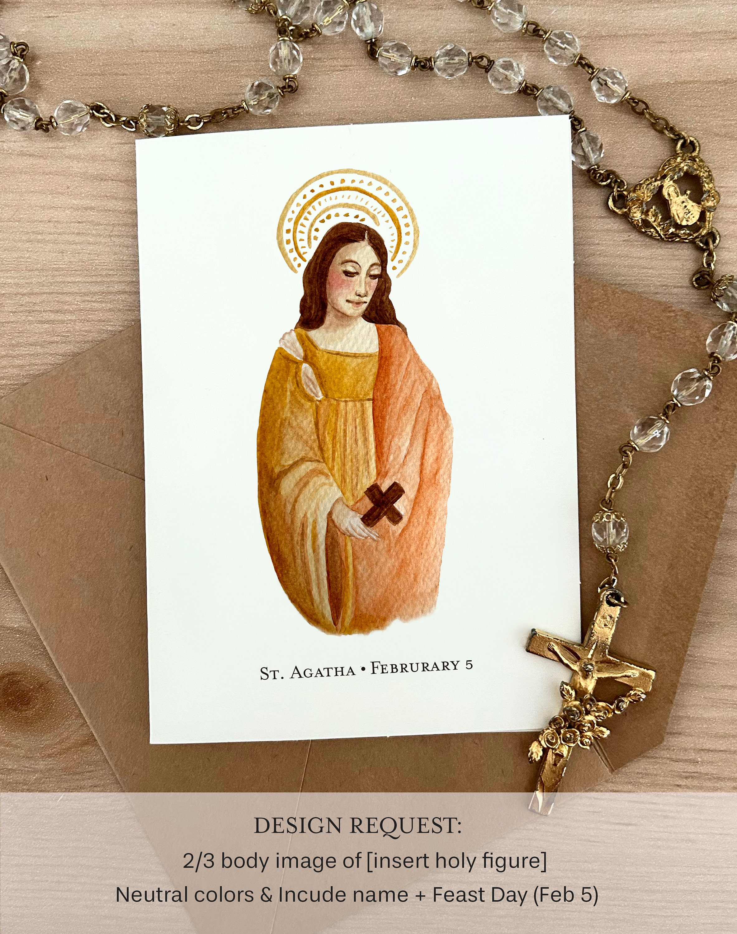 Custom Hand-painted Catholic Cards, Custom Watercolor, Made to Order ...