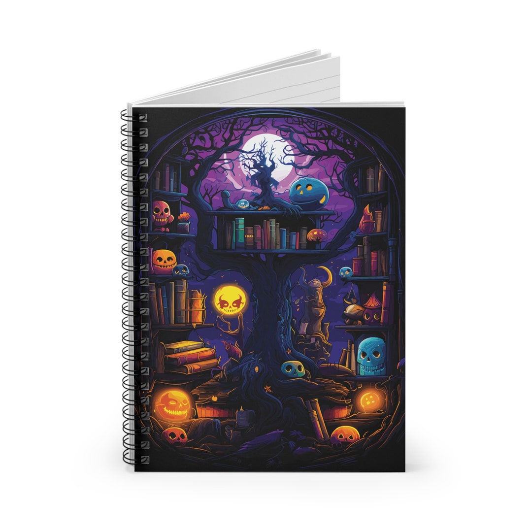 Witches Bookshelf Notebook, Halloween Notebook, Halloween Gift ...