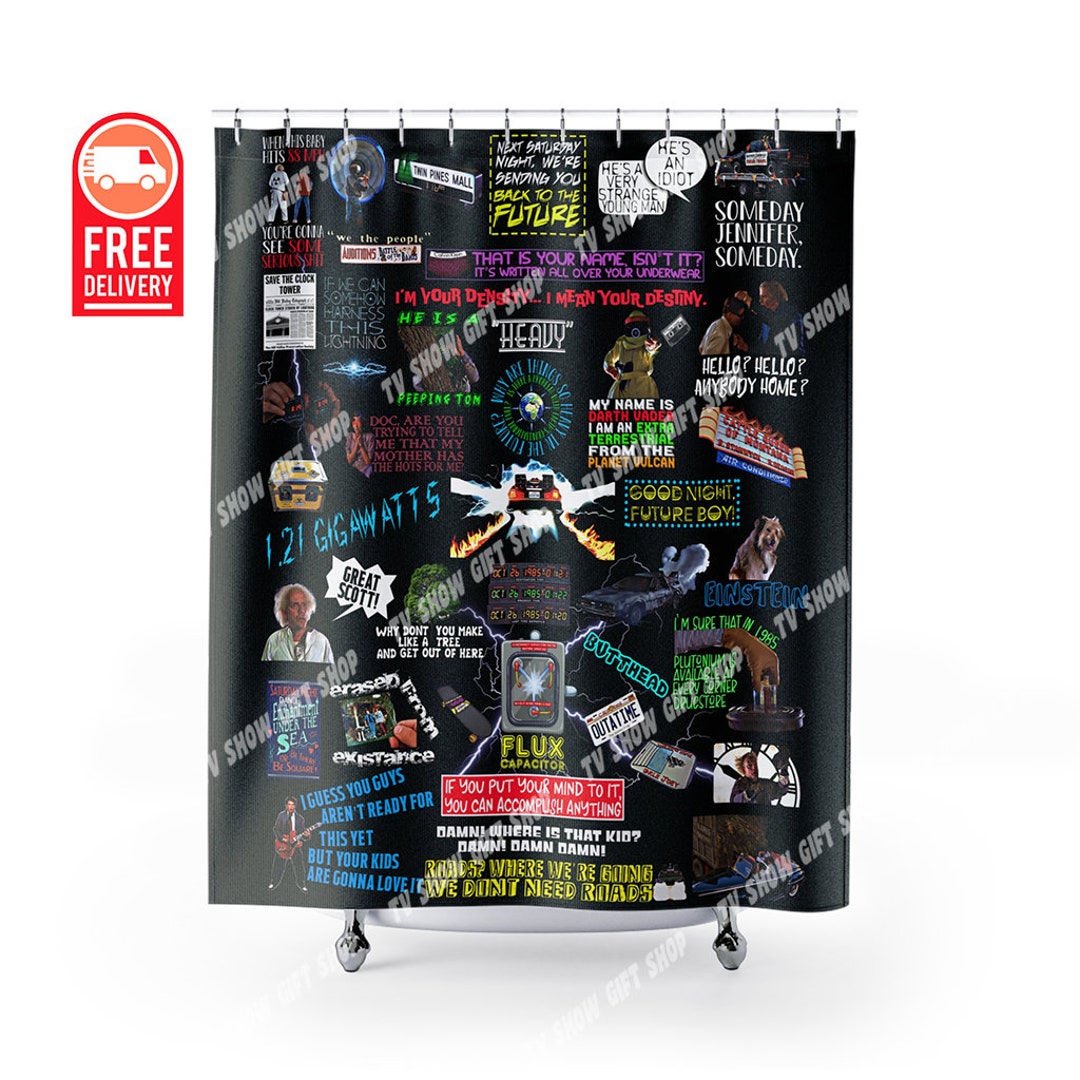 Back to the Future Shower Curtain BTTF Bath Curtain Marty Mcfly ...