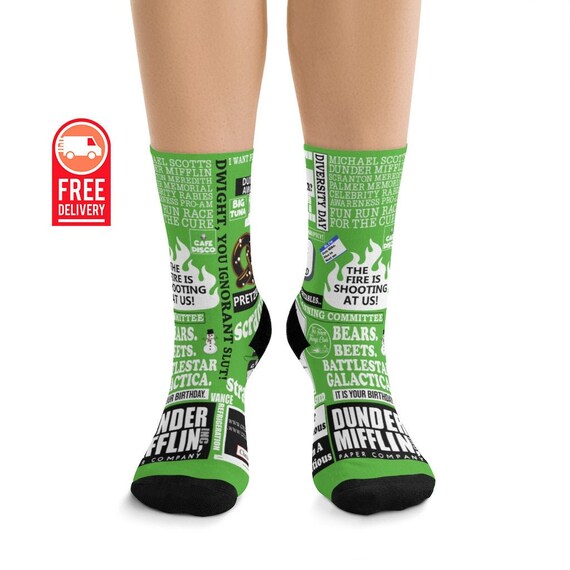 The Office Socks the Office TV Show Gift Michael Scott Dwight | Etsy
