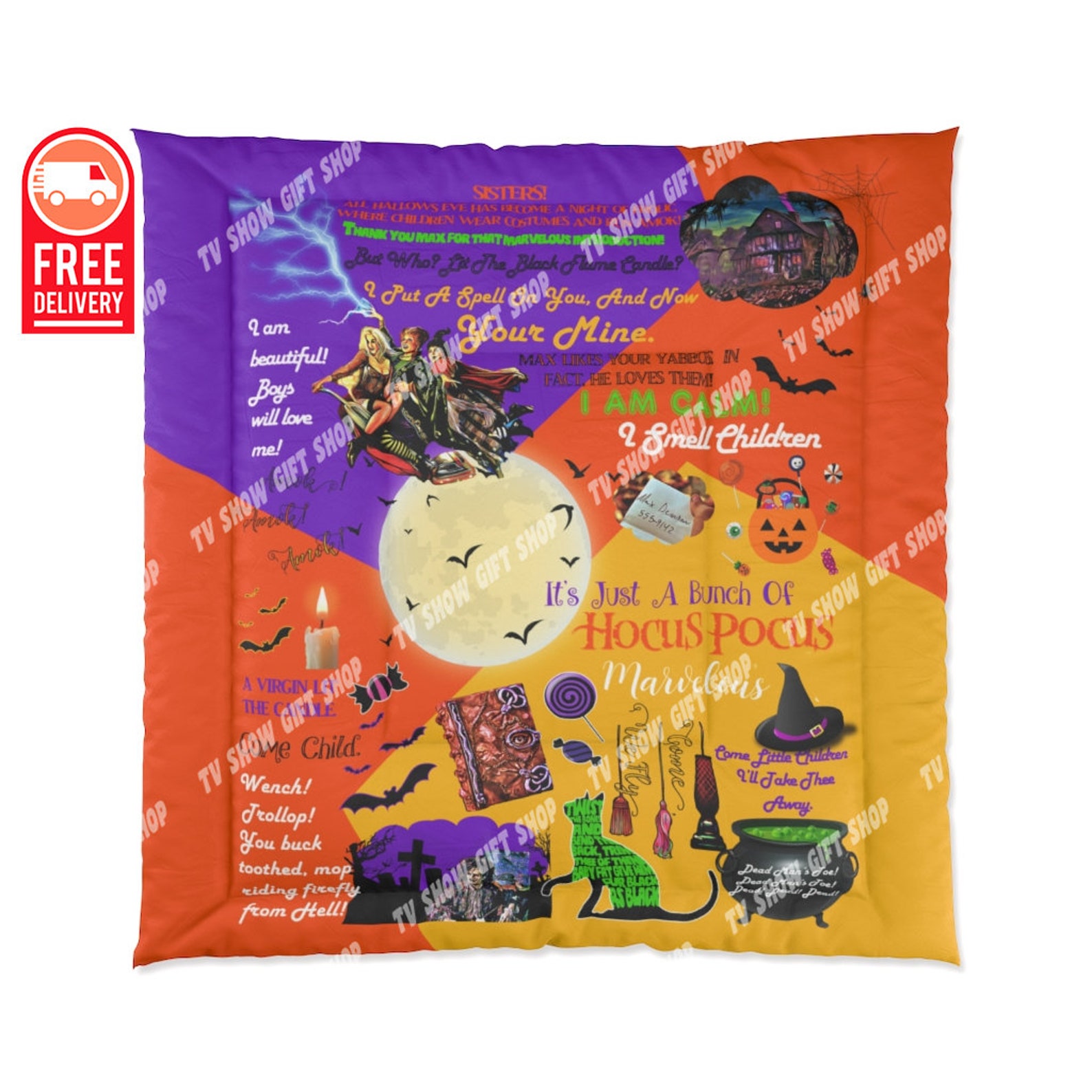 Hocus Pocus Comforter the Sanderson Sisters Halloween Comforter Hocus ...