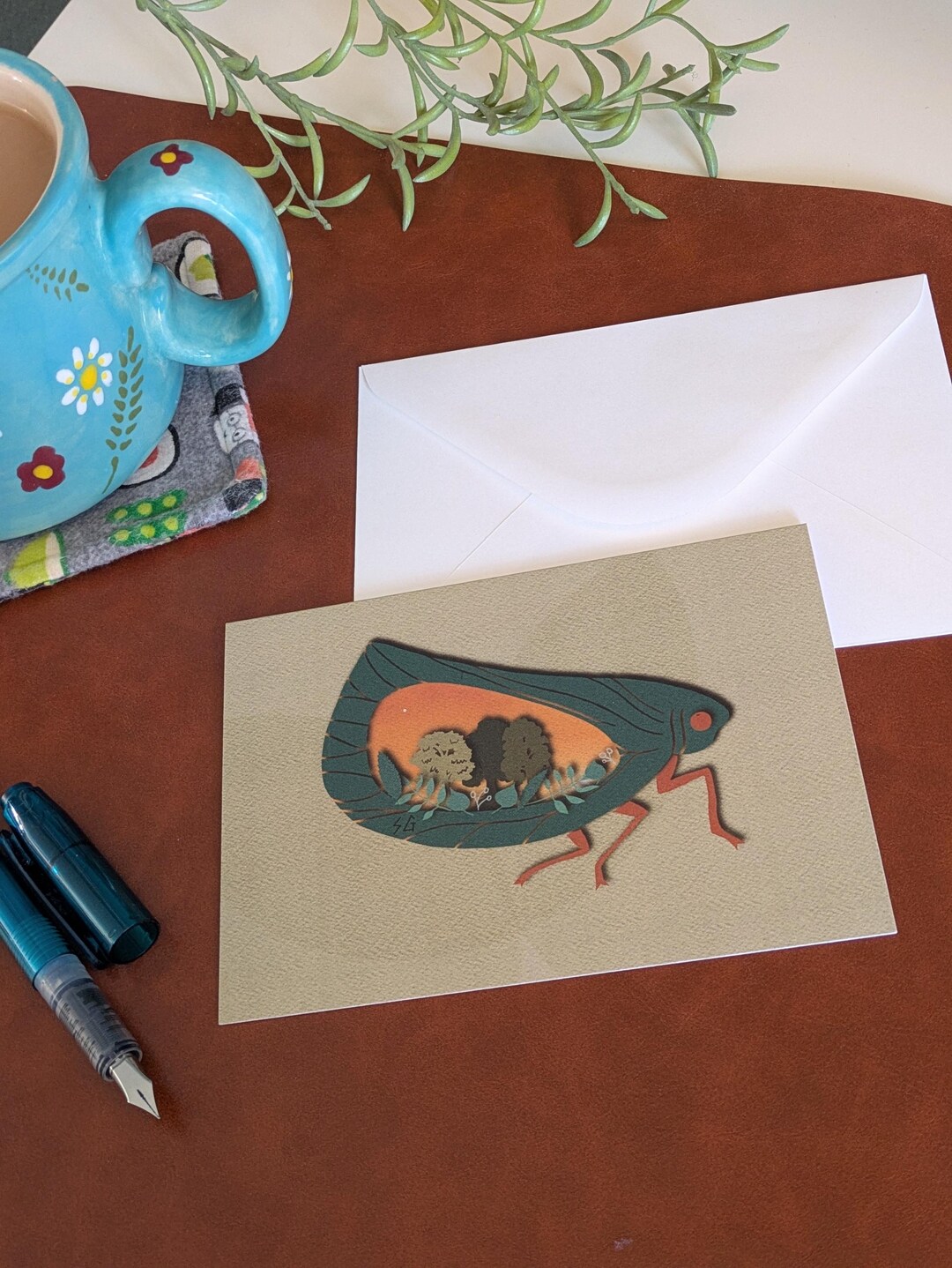 Plant Hopper Greeting Card: Paper Cut Botanical Art, Blank Inside - Etsy