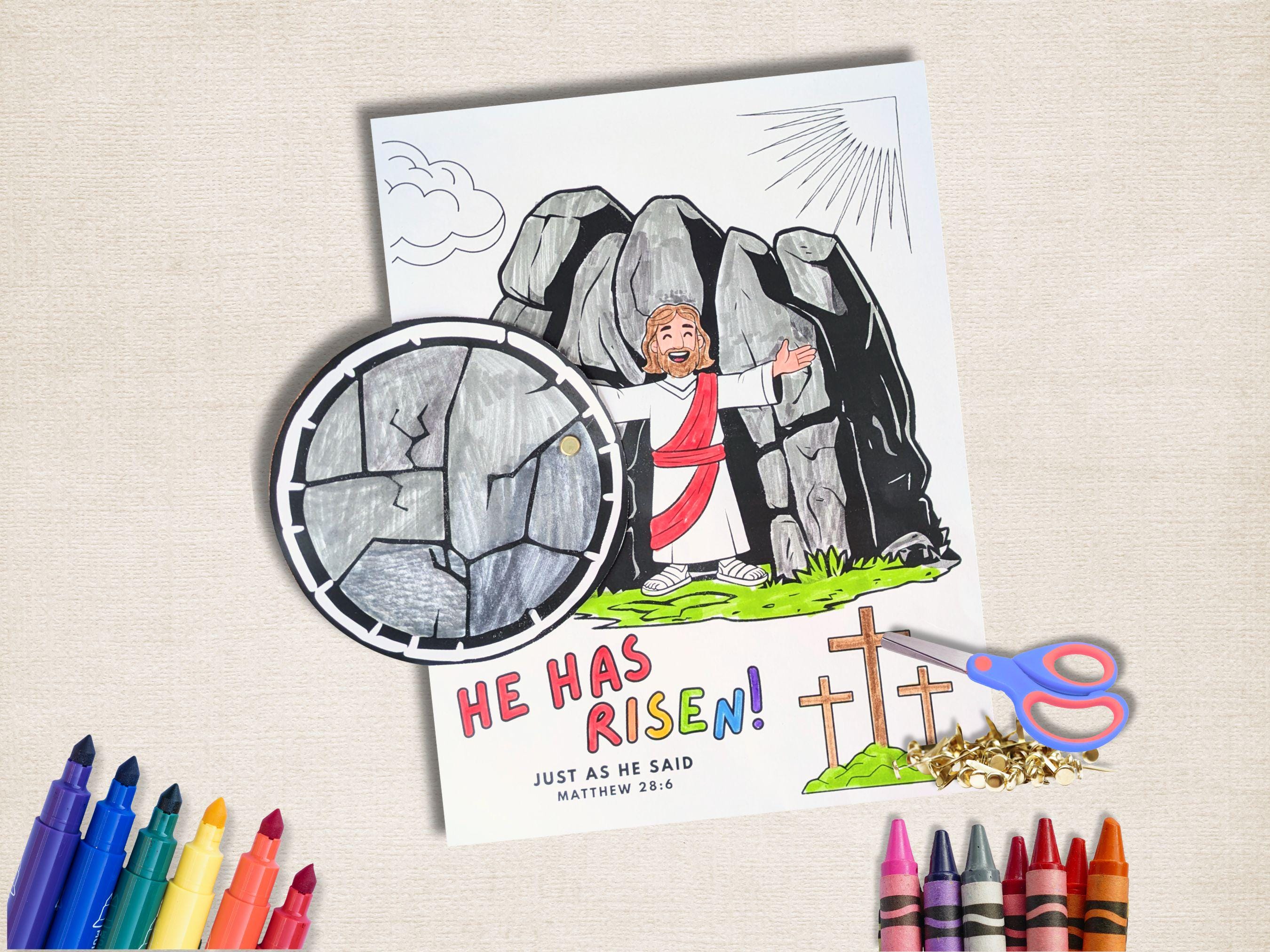 He is Risen Easter Sunday School Craft, Holy Week Activity, Bible Story ...