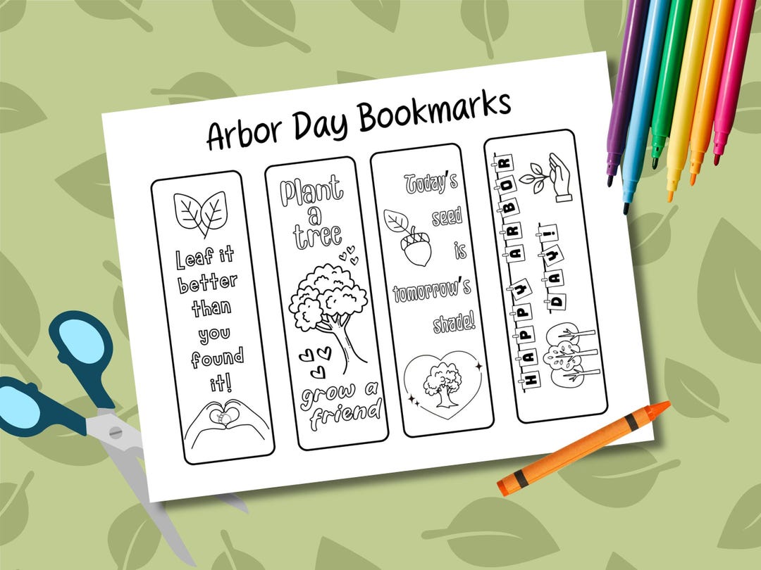 Arbor Day Printable Bookmarks, Coloring Page, Spring Craft, Arbor Day ...
