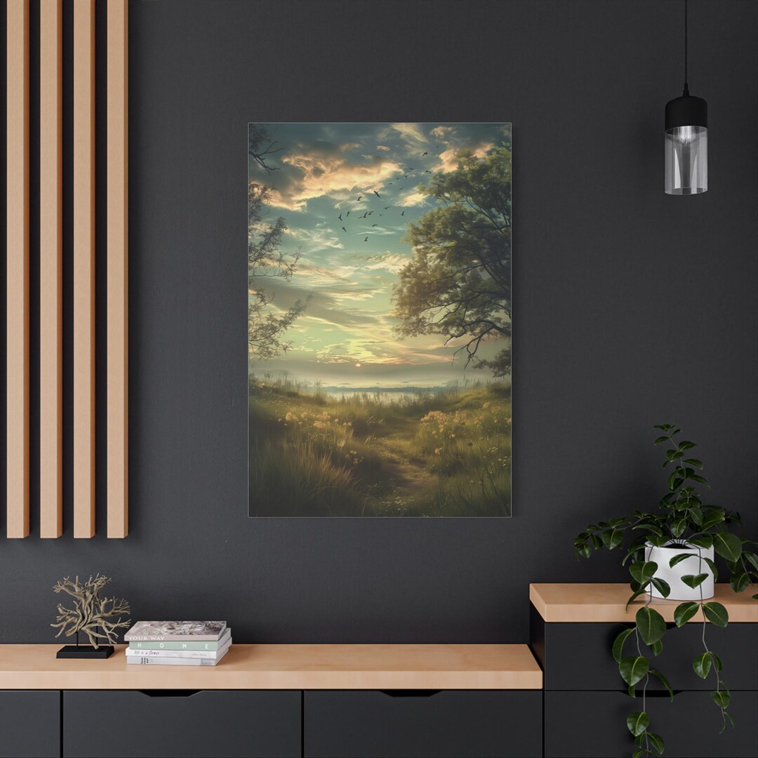Nature Landscape Canvas - Forest Canvas, Birds Vertical Canvas, Living ...