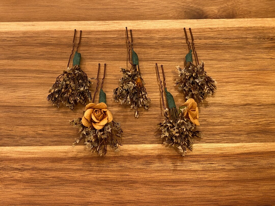 Autumn Dried Floral Hair Pins, Natural Preserved Flowers, Fall Hair ...