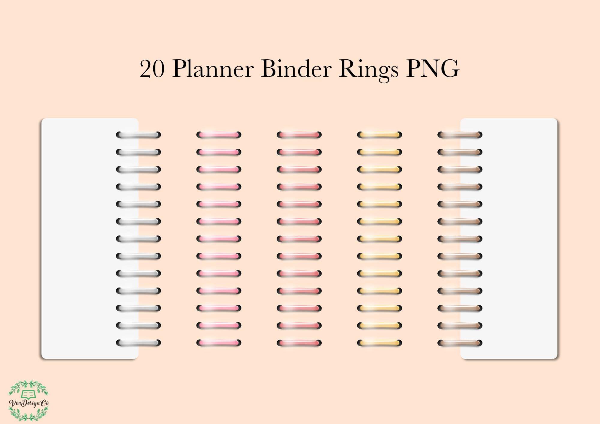 Digital Planner Binder Rings PNG Metallic Insert - Etsy
