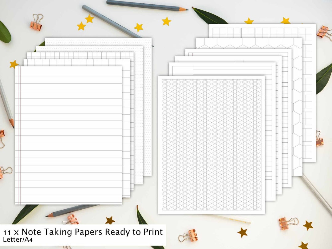 Note Taking Paper Printable Letter A4 Bundle, Ready to Print,note ...