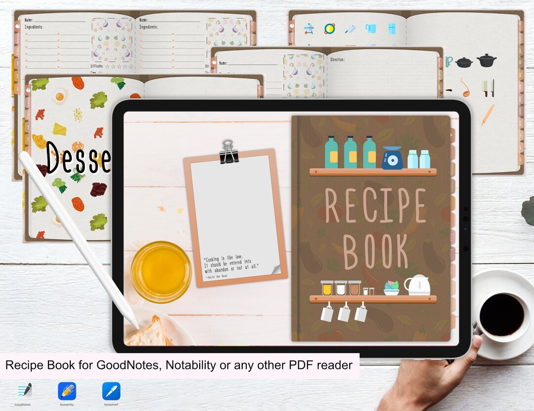 Digital Recipe Book for Goodnotes Notability, iPad Recipe Notebook ...