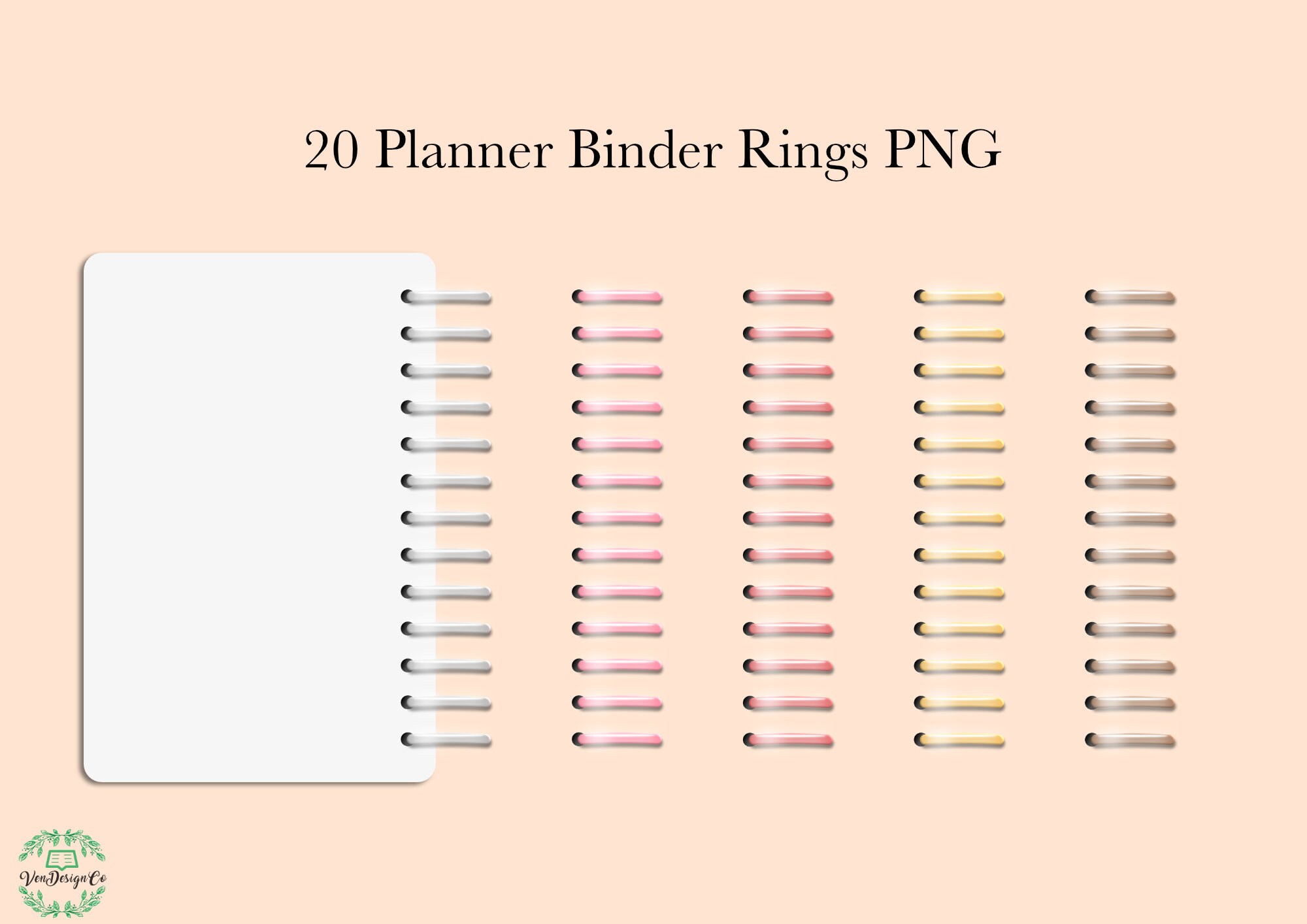 Digital Planner Binder Rings PNG Metallic Insert - Etsy