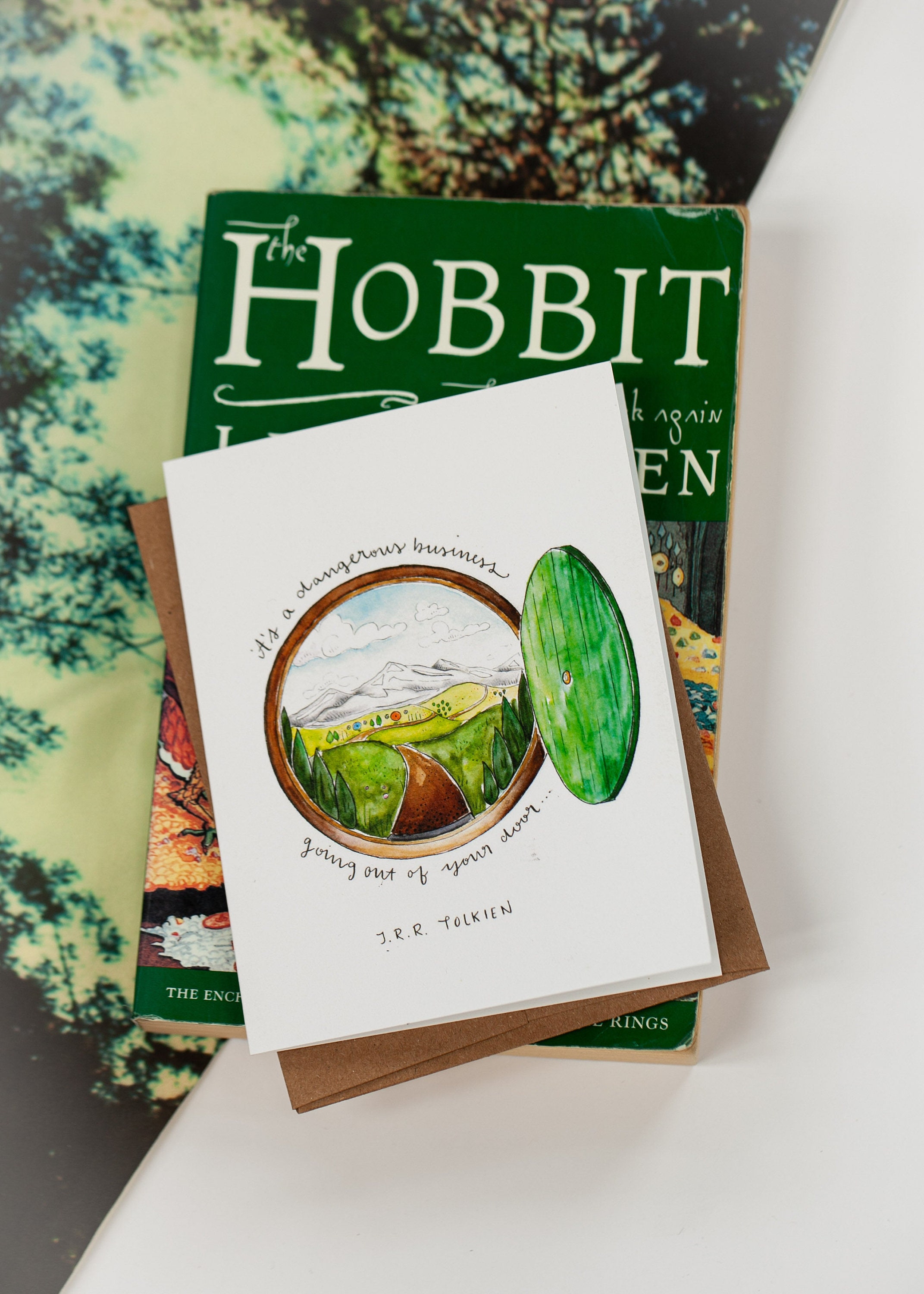 Hobbit Hole Card, J.R.R. Tolkien Quote, "it's a Dangerous Business ...
