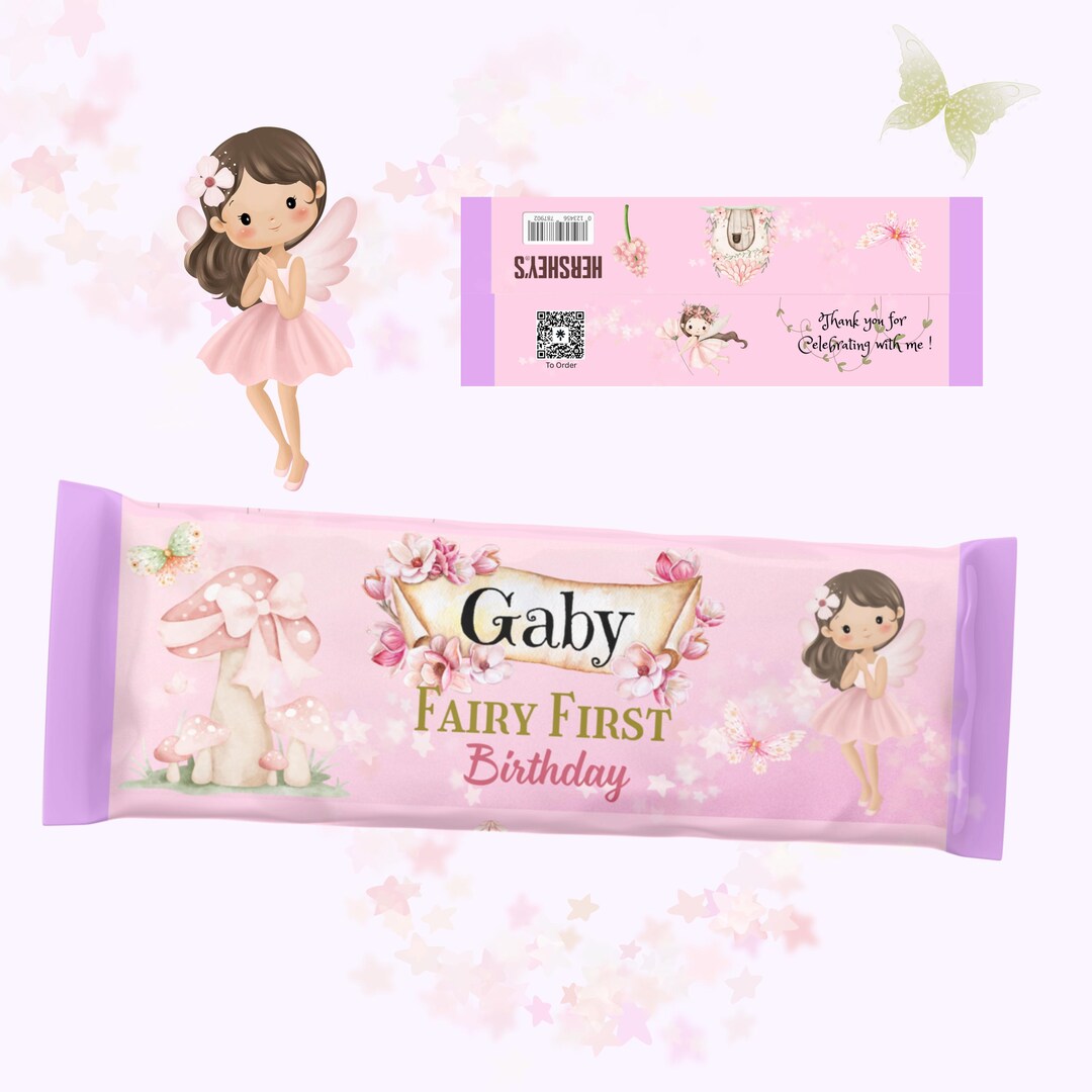 Fairy First Girls Birthday Chips Bags and Chocolate Labels - Etsy