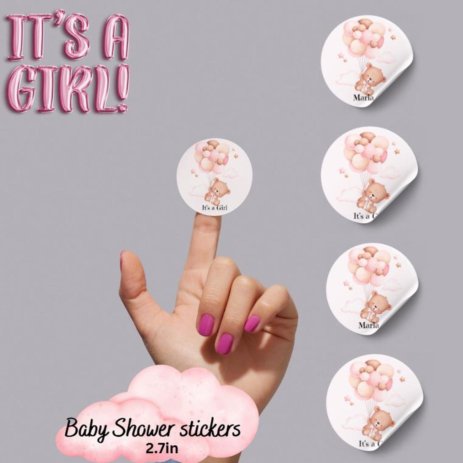 It's a Girl Baby Shower Stickers and Matching Buttons - Etsy