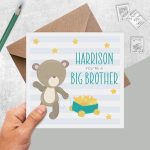 Big Brother New Baby Card Personalised New Baby Card Teddy - Etsy UK