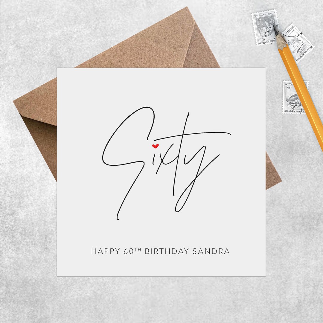 60th Birthday Card Simple Elegant Sixty Card Design - Etsy