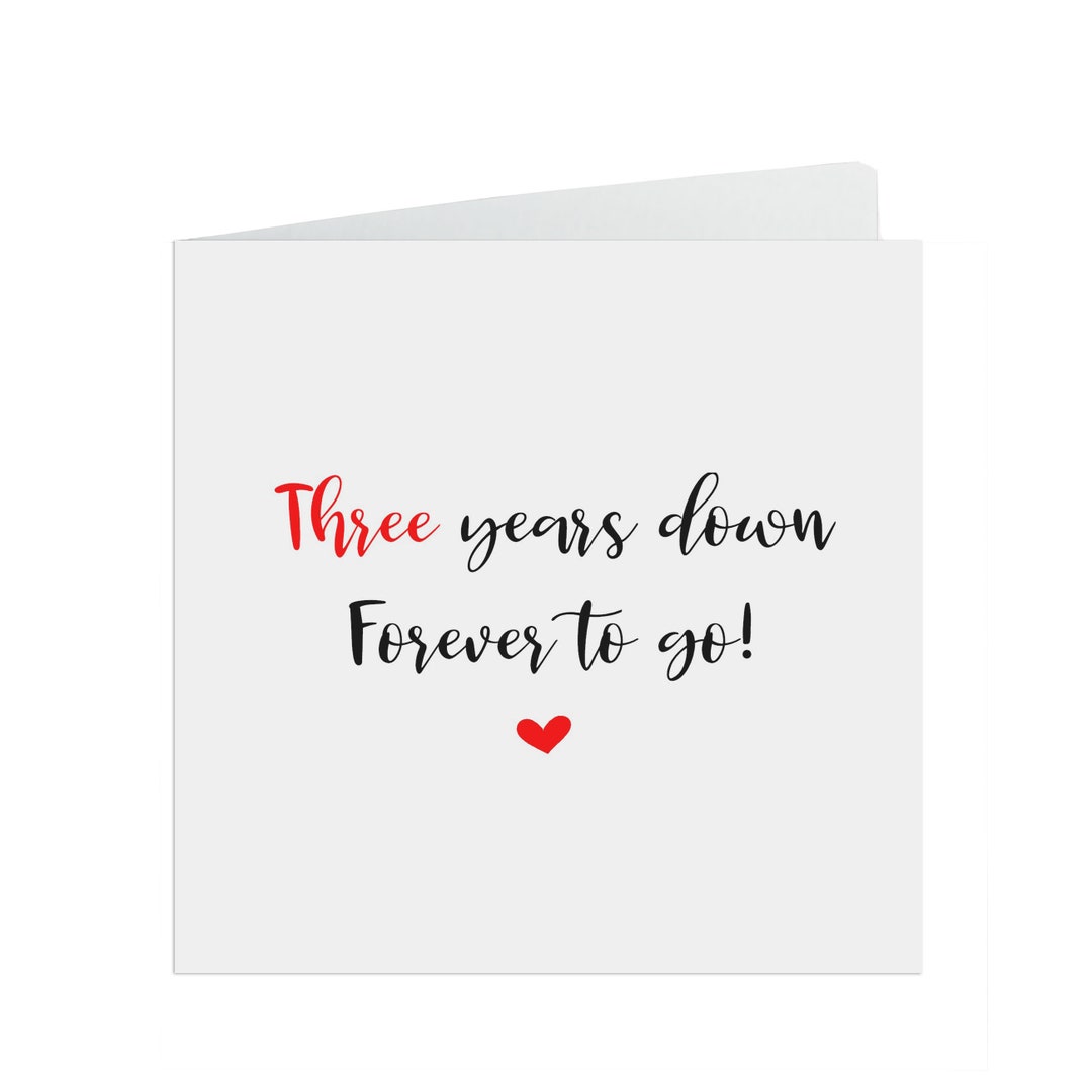 Three years down forever to go 3rd anniversary card - Etsy.de